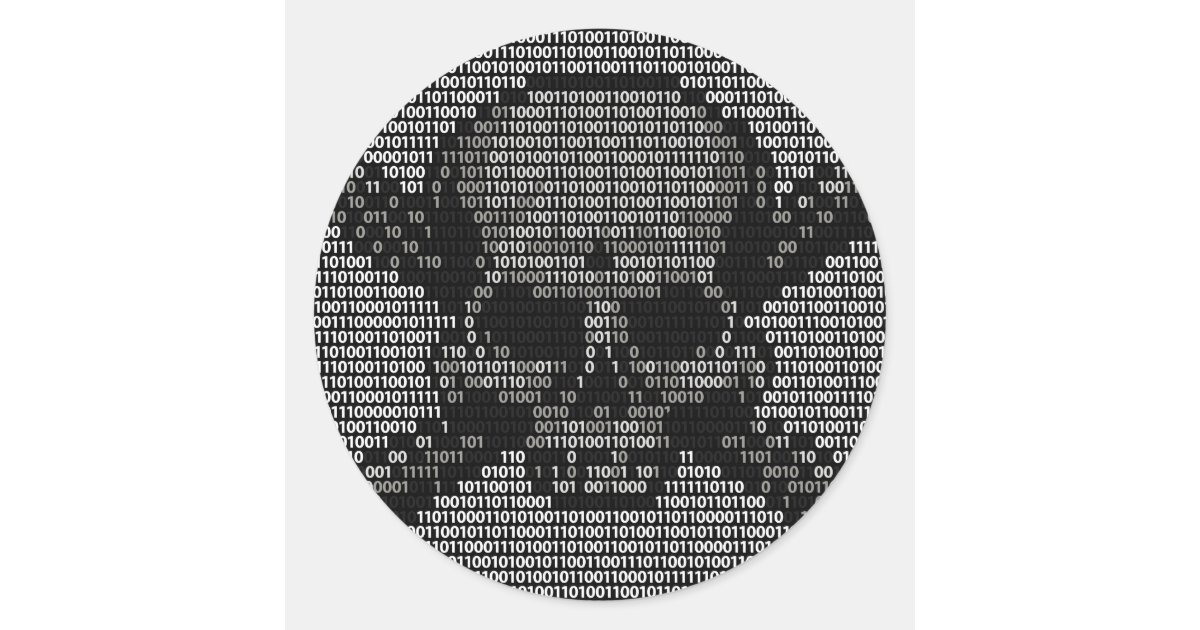 Binary Code Skull And Crossbones Classic Round Sticker Zazzle