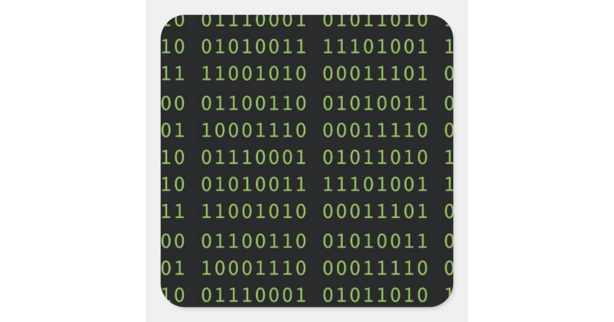 Binary Code Square Sticker | Zazzle
