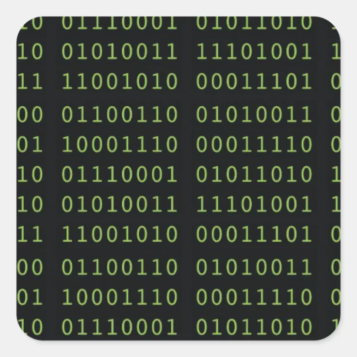Binary Code Square Sticker | Zazzle