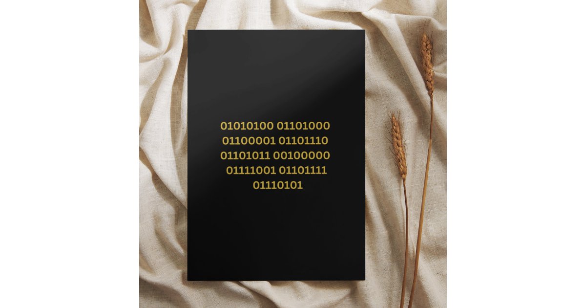 Binary code Thank you card | Zazzle