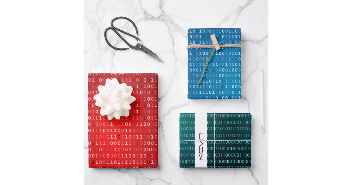 Binary Code Wrapping Paper Sheets | Zazzle