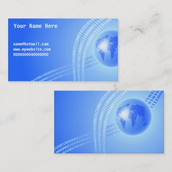 Binary Globe Background, Your Name Here, Business Card | Zazzle