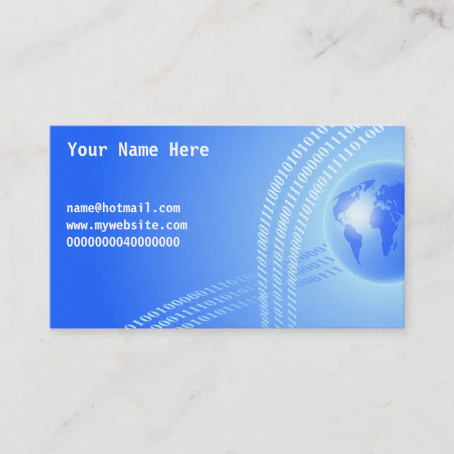 Binary Globe Background, Your Name Here, Business Card | Zazzle