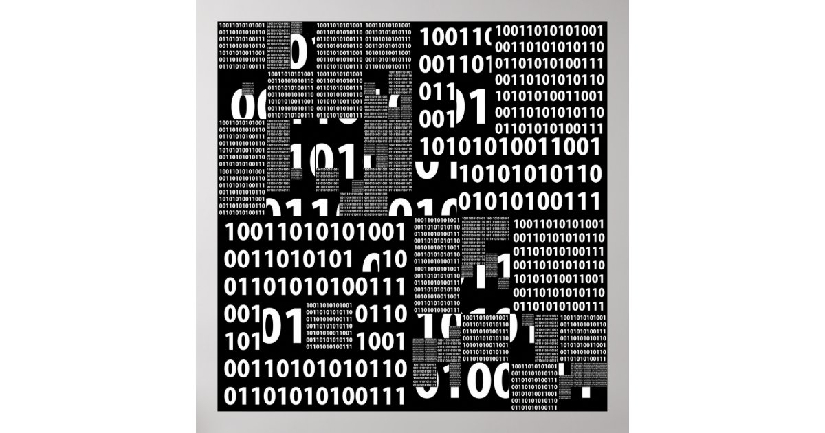 Binary in Black & White Poster | Zazzle