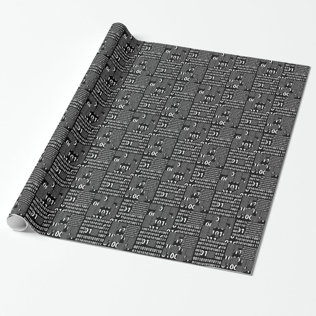 Binary in Black & White Wrapping Paper | Zazzle