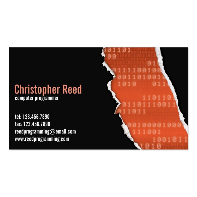 Binary Rip - Orange Business Card Templates