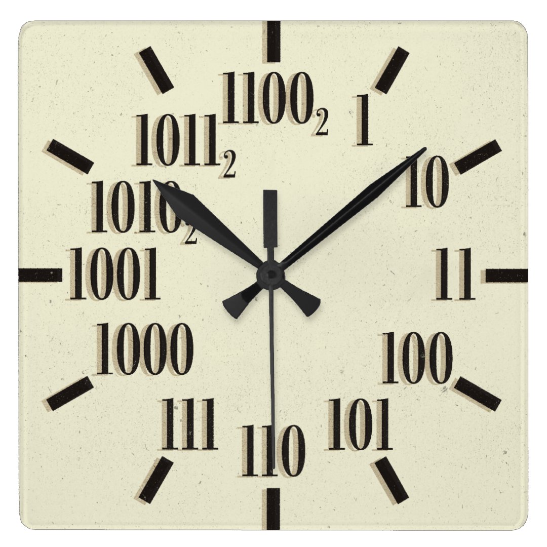 Binary Wall Clock, Square Square Wall Clock | Zazzle