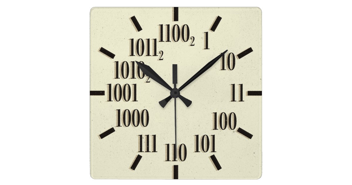 Binary Wall Clock, Square Square Wall Clock | Zazzle.com