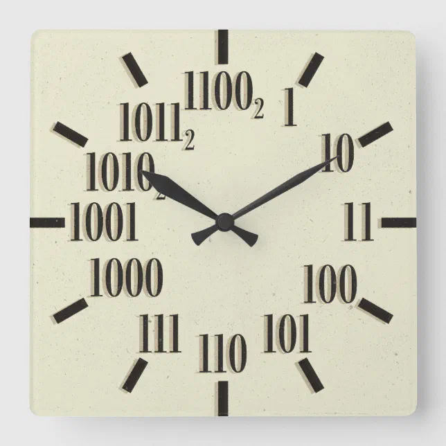 Binary Wall Clock, Square Square Wall Clock | Zazzle