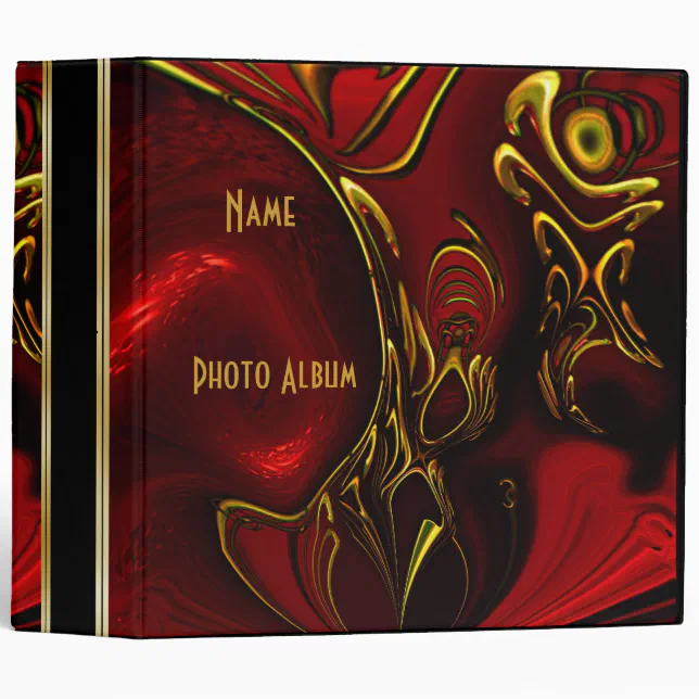 Binder Abstract Red Black Gold 5 Photo Album | Zazzle