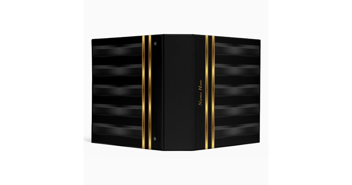 Binder Black Gold Photos Business Office | Zazzle