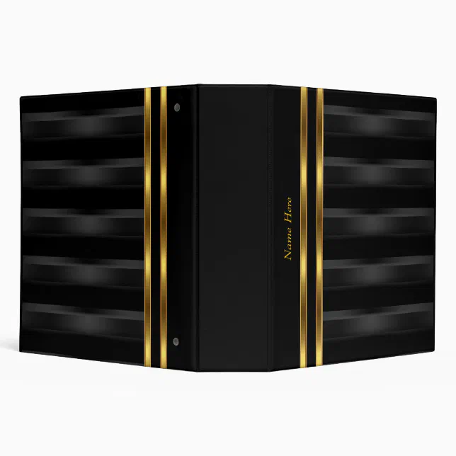 Binder Black Gold Photos Business Office | Zazzle