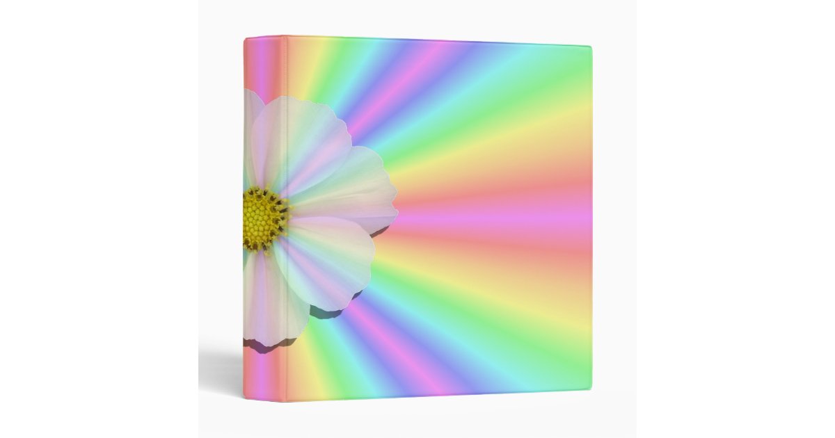 Binder - Groovy Radiant Rainbow With Flower Power | Zazzle