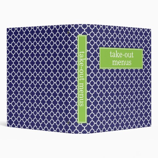 Binder | Navy and Lime Quatrefoil | Zazzle