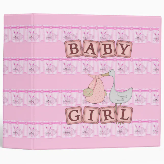 Binder Photo Album Baby Girl Pink Bunny Rabbits | Zazzle