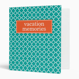Binder | Turquoise and Orange Quatrefoil | Zazzle