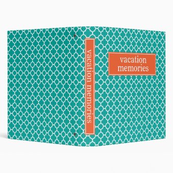 Binder | Turquoise and Orange Quatrefoil | Zazzle