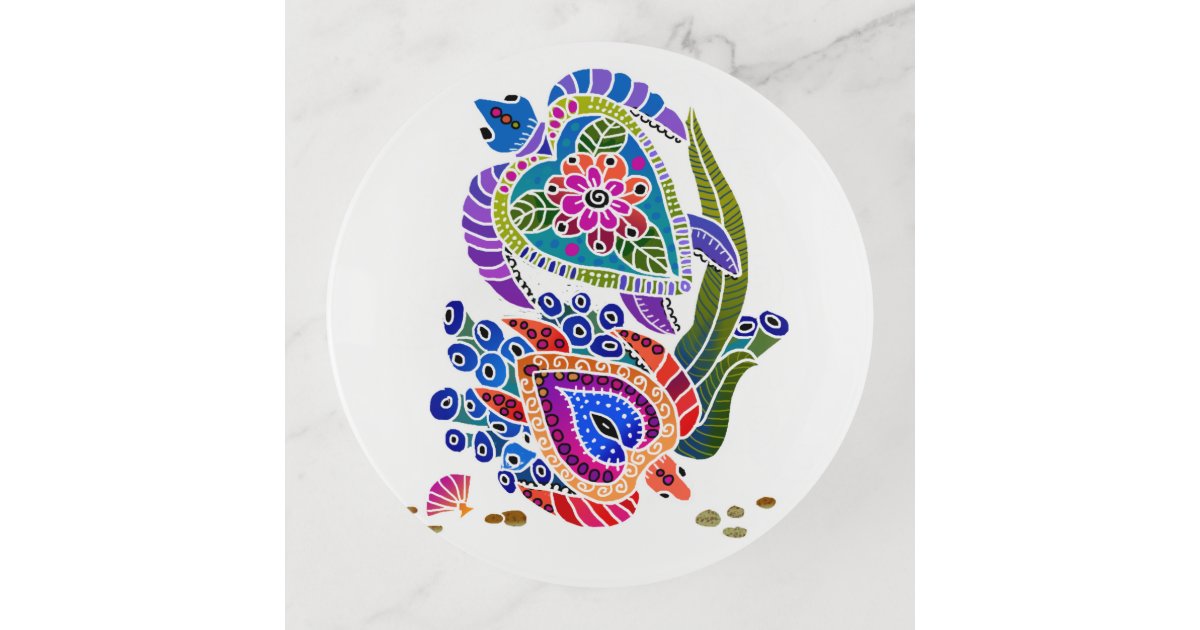 BINDI SEA TURTLES fused glass trinket dish | Zazzle