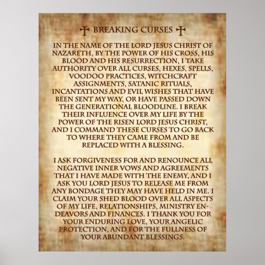 Binding Prayer for Breaking Curses. Poster | Zazzle.com