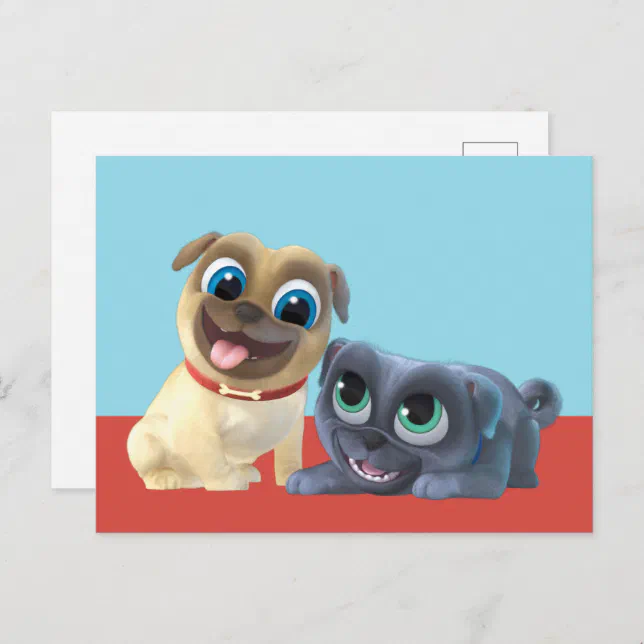 Bingo and Rolly | Let's Woof & Roll Postcard | Zazzle