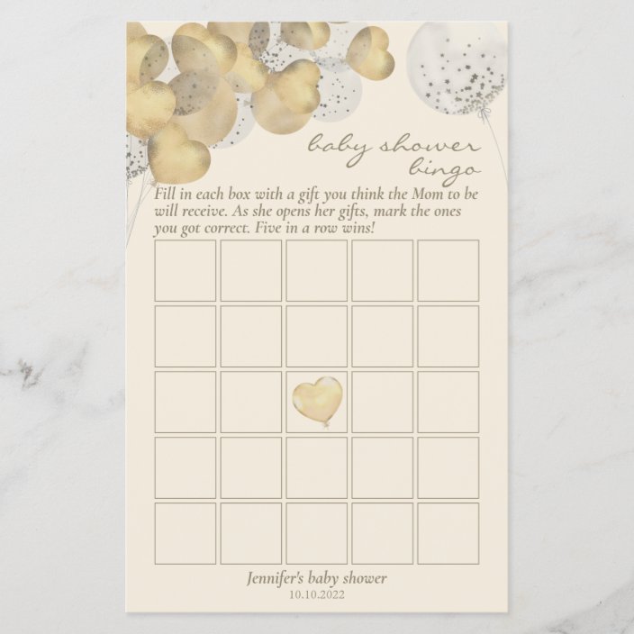 Bingo Baby Shower Game Party Gold Balloons | Zazzle.com