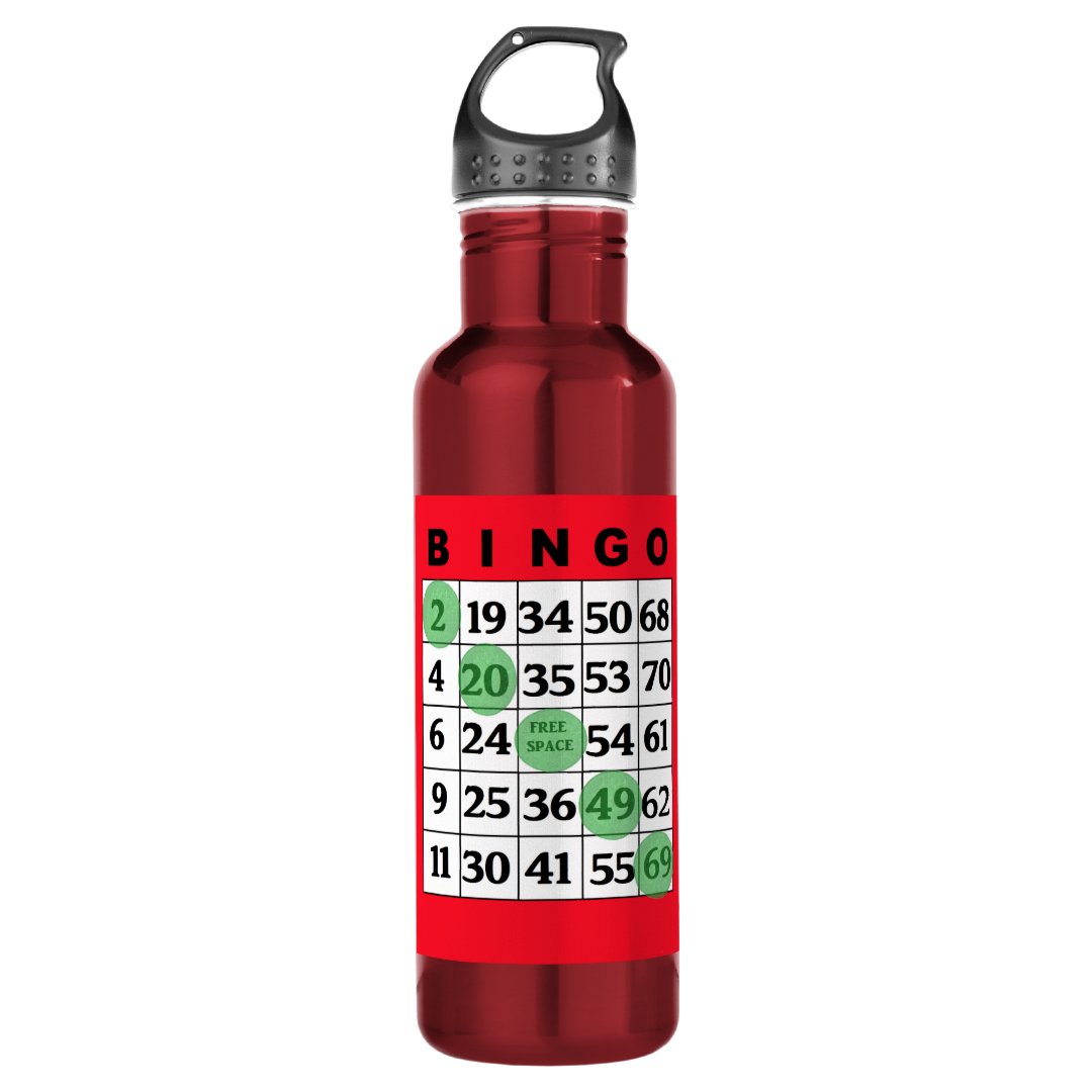 BINGO Card & Dabber Good Luck Water Bottle | Zazzle