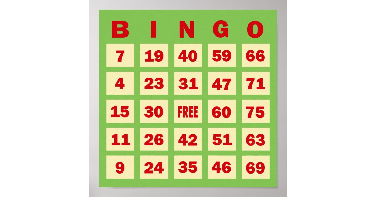 Bingo Card Poster | Zazzle