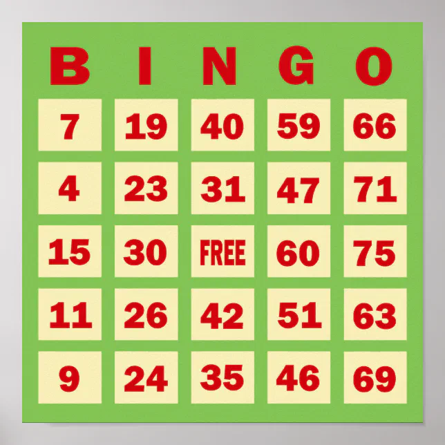 Bingo Card Poster | Zazzle