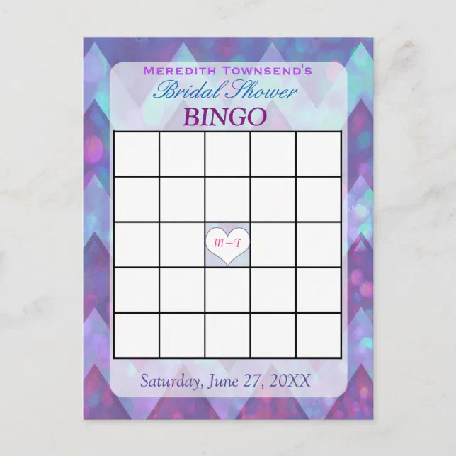 Bingo Card | Purple Chevron | Zazzle