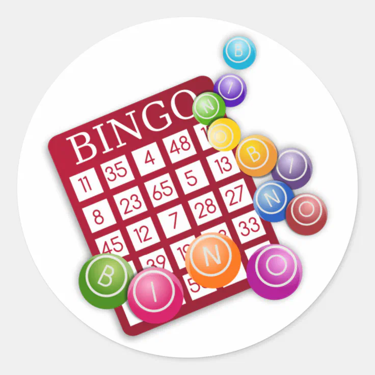 BINGO Card with BINGO Balls Classic Round Sticker | Zazzle