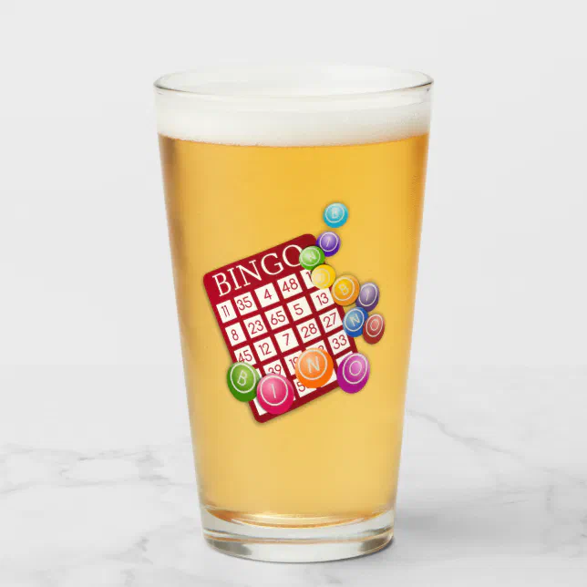BINGO Card with BINGO Balls Glass | Zazzle