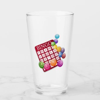 BINGO Card with BINGO Balls Glass | Zazzle