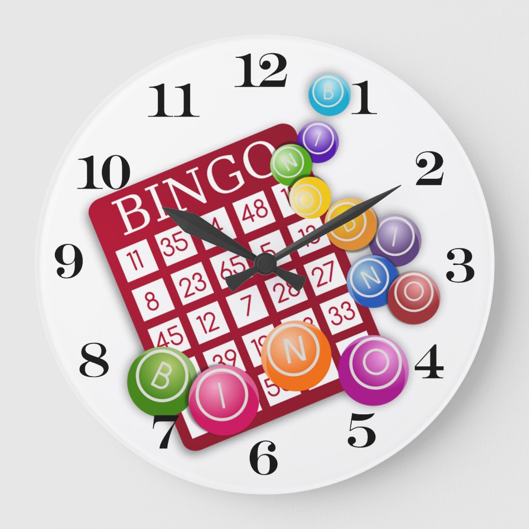 BINGO Card with BINGO Balls Large Clock | Zazzle