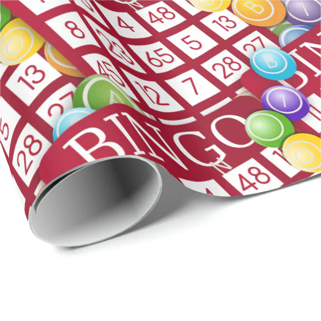 Bingo Cards And Bingo Balls Large Print Wrapping Paper | Zazzle
