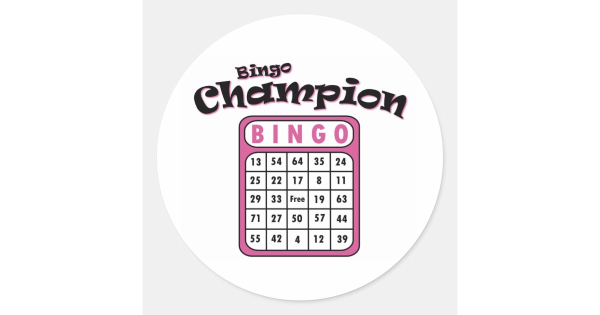 Bingo Champion Classic Round Sticker | Zazzle