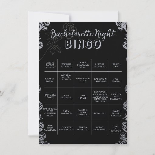 Bingo Gothic Black Floral Bachelorette Party Game | Zazzle