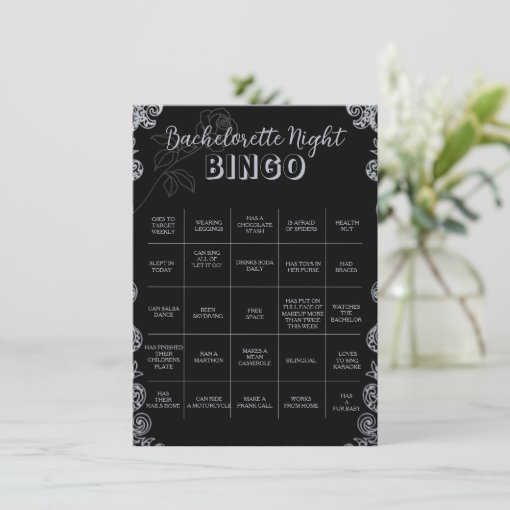 Bingo Gothic Black Floral Bachelorette Party Game | Zazzle