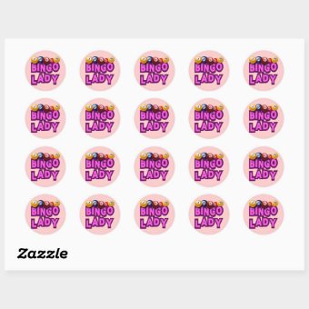 BINGO LADY CLASSIC ROUND STICKER | Zazzle