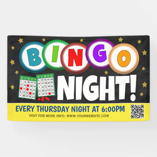 Bingo Night Banner with qr code | Zazzle