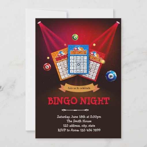 Bingo night theme invitation | Zazzle