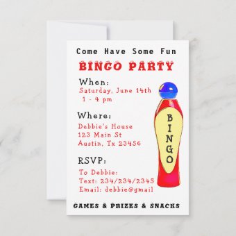 BINGO Party Invitation | Zazzle