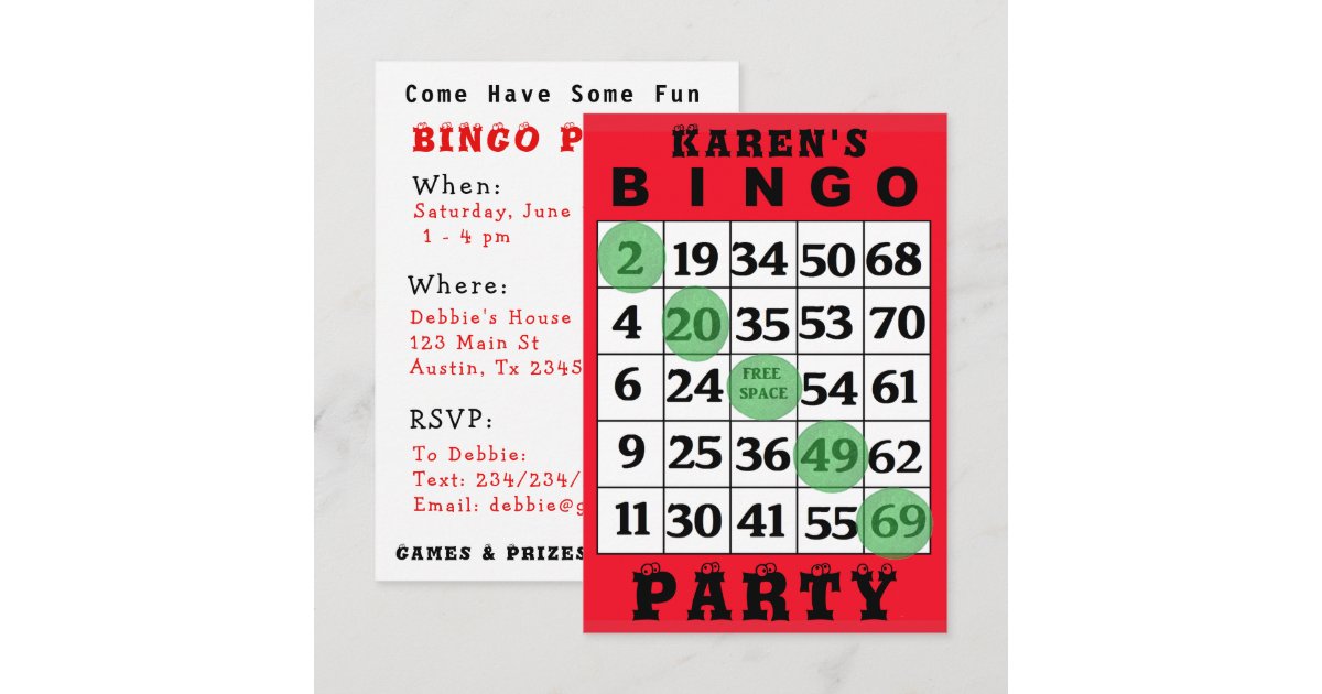 BINGO Party Invitation | Zazzle