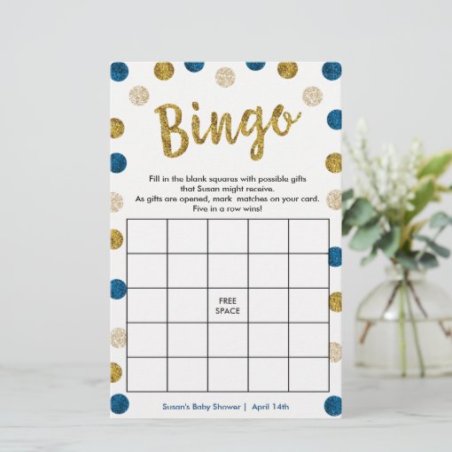 Bingo-Purse Game, 2-Sided Gold & Blue Card | Zazzle