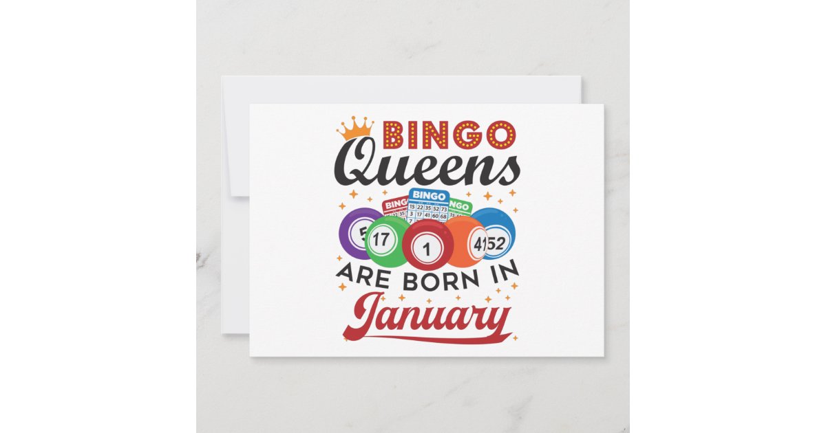 Bingo Queens Are Born in January Birthday Invitation | Zazzle