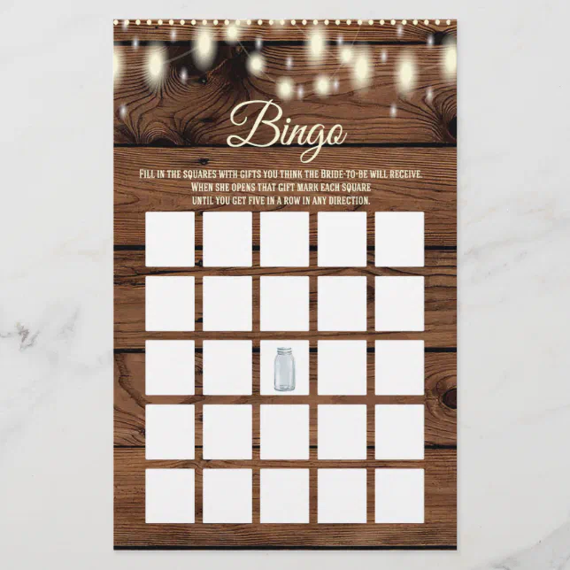 Bingo Rustic Country Western Bridal Shower Game Flyer | Zazzle