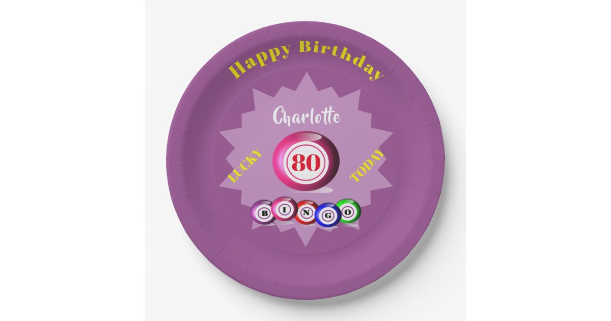Bingo Themed Birthday Party Personalized Paper Plates | Zazzle