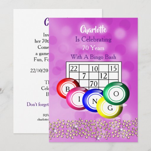 Bingo Themed Party Fun Colorful Invitation | Zazzle