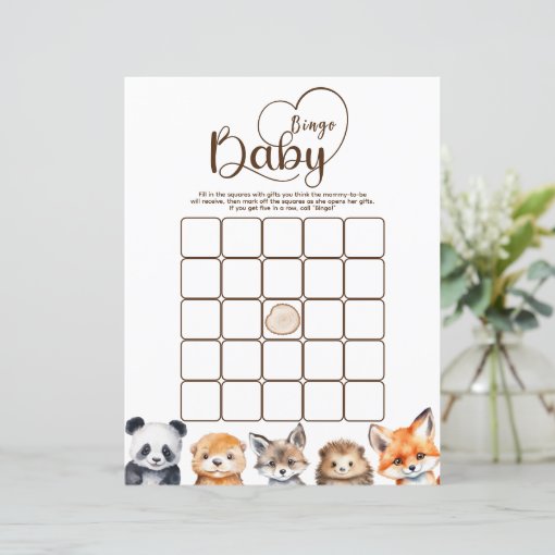 Bingo Woodland Animals Baby Shower Game | Zazzle
