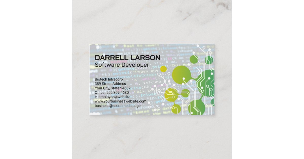Bio Tech Graphics | Software Code Business Card | Zazzle
