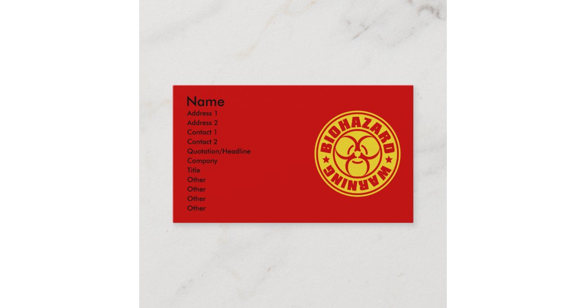 BIOHAZARD BUSINESS CARD | Zazzle